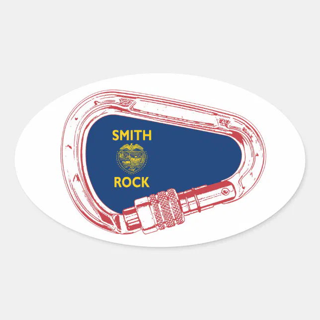 Smith Rock Climbing Carabiner Oval Sticker | Zazzle