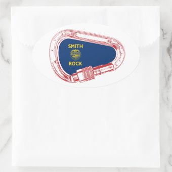 Smith Rock Climbing Carabiner Oval Sticker | Zazzle