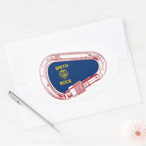 Smith Rock Climbing Carabiner Oval Sticker | Zazzle