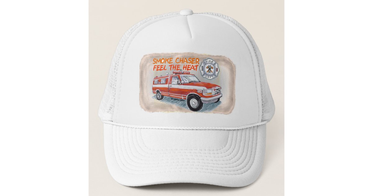 Smoke Chaser firefighter Fire Truck Trucker Hat | Zazzle