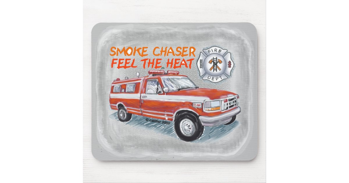 Smoke Chaser Firetruck Firefighter custom name Mouse Pad | Zazzle