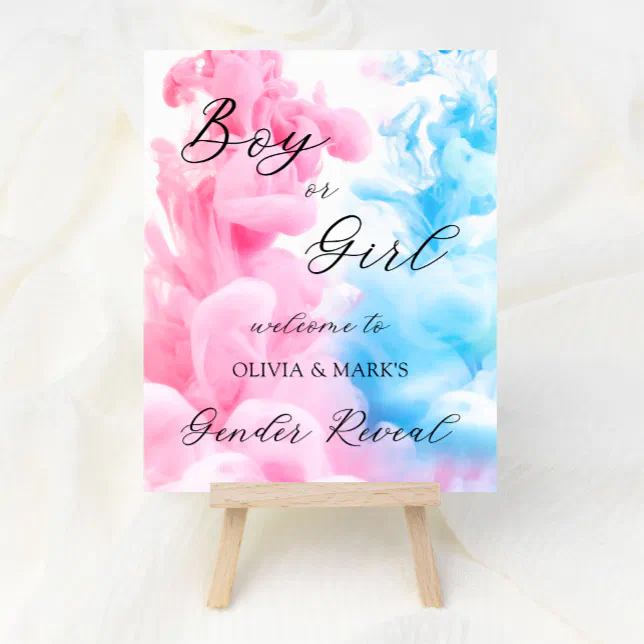 Smoke Themed Baby Gender Reveal Party Welcome Sign | Zazzle
