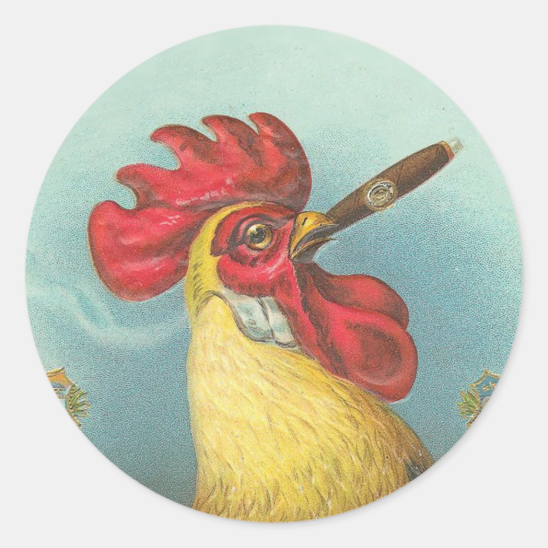 Smoking Rooster Classic Round Sticker | Zazzle