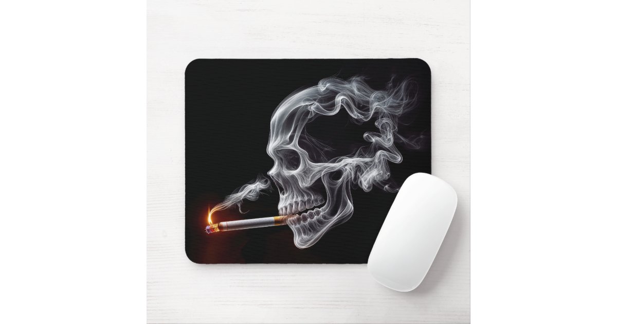 Smoking Skull With a Cigarette Mouse Pad | Zazzle