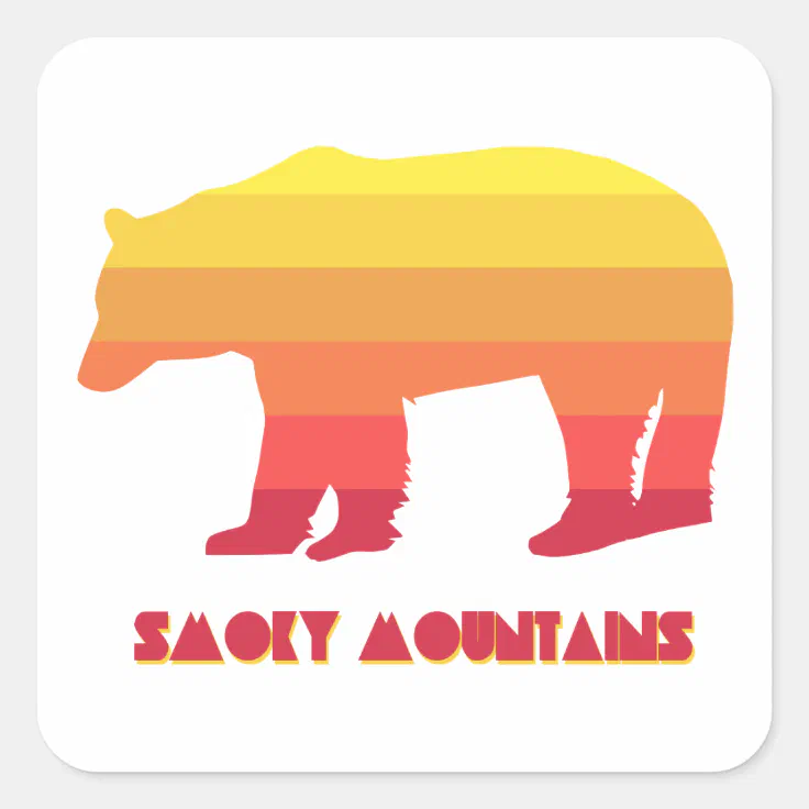 Smoky Mountains Bear Square Sticker | Zazzle