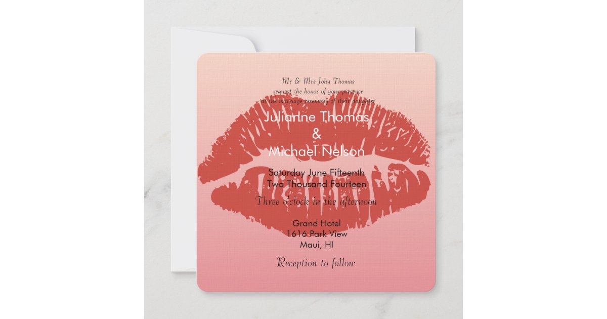 Smooch Lips Wedding Invitation | Zazzle