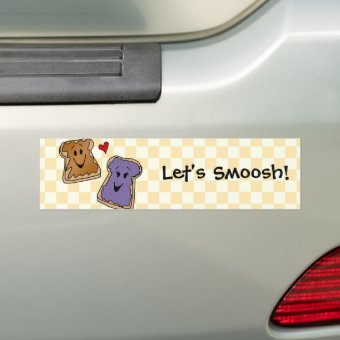Smoosh, Peanut Butter Jelly Cartoon Bumper Sticker | Zazzle
