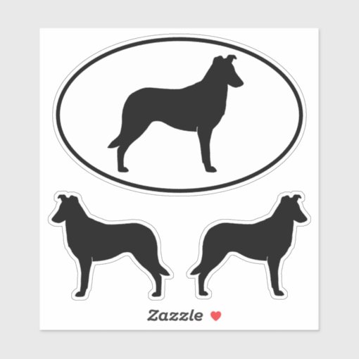 Smooth Collie Dog Silhouettes Vinyl Sticker Set | Zazzle