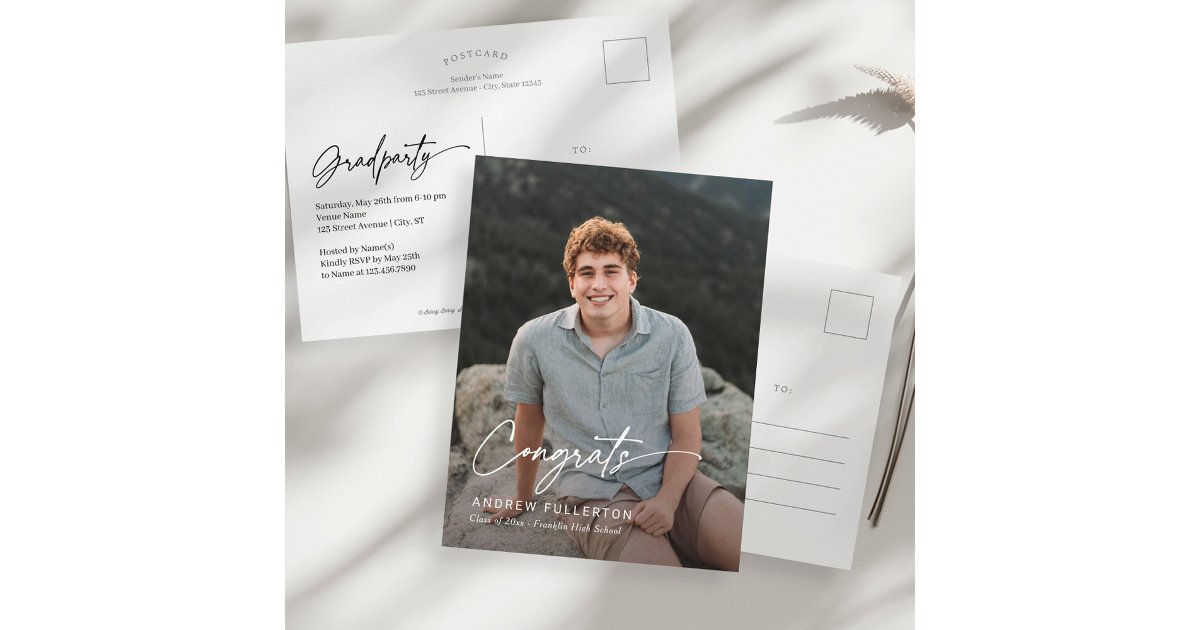 Smooth Note Graduation Announcement Postcard | Zazzle