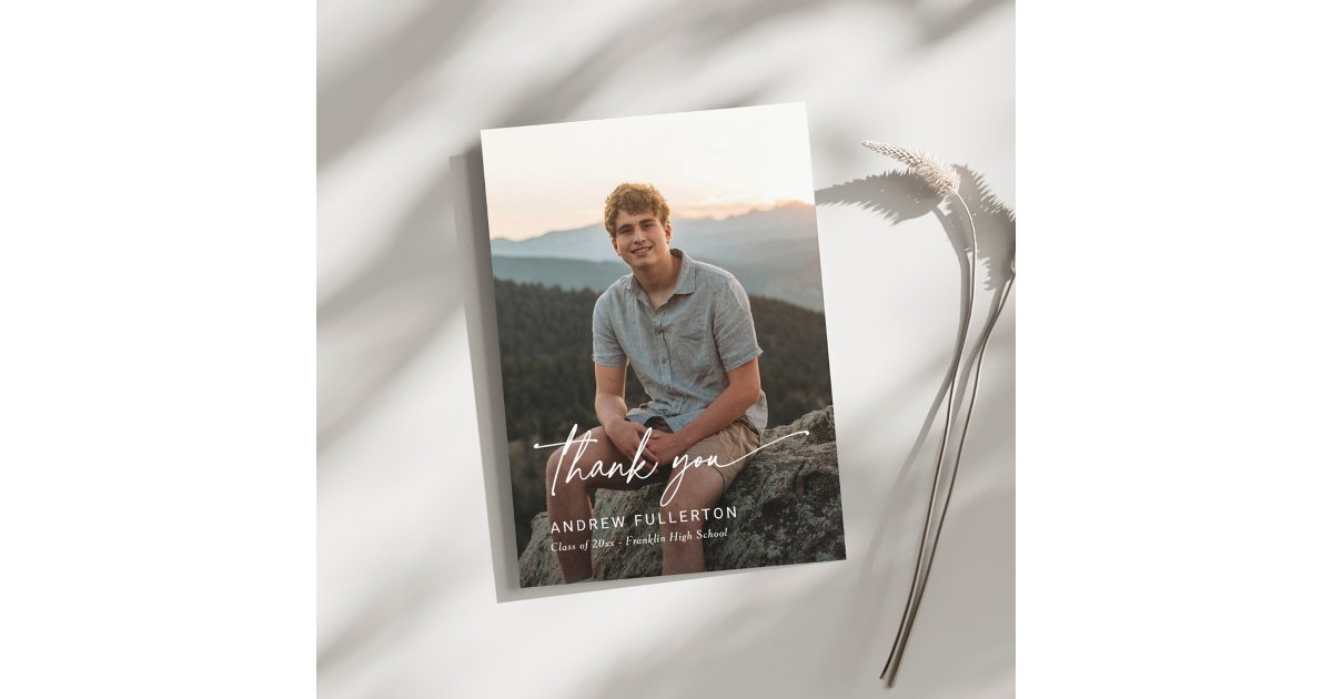 Smooth Note Graduation Thank You Card | Zazzle