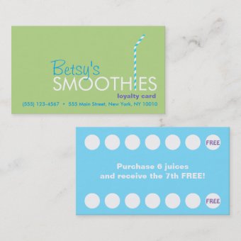 Smoothie Customer Loyalty Reward Card | Zazzle