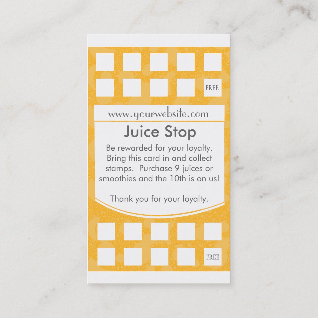 Smoothie & Juice Bar Business Card Loyalty Card | Zazzle