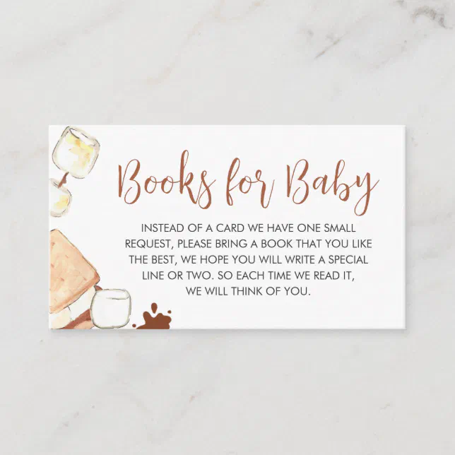 Smore Baby Shower Books for Baby Enclosure Card | Zazzle