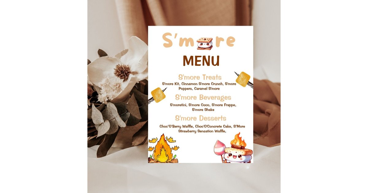 S'more Bar Menu Sign Smore Bar S'mores Station Out | Zazzle