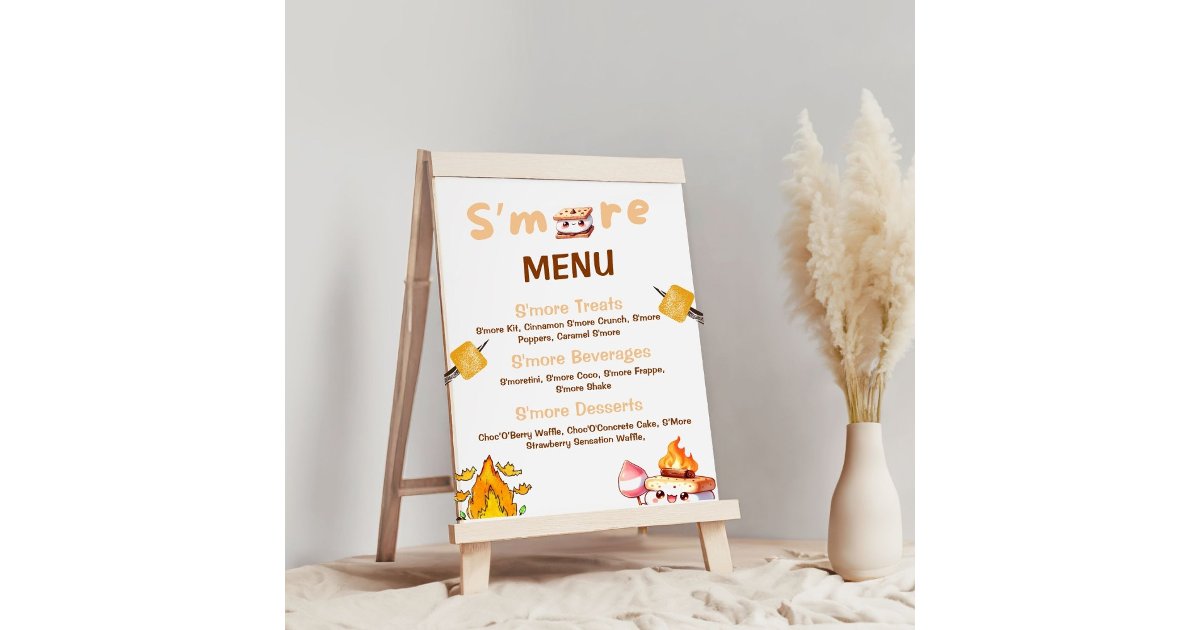 S'more Bar Menu Sign Smore Bar S'mores Station Out | Zazzle