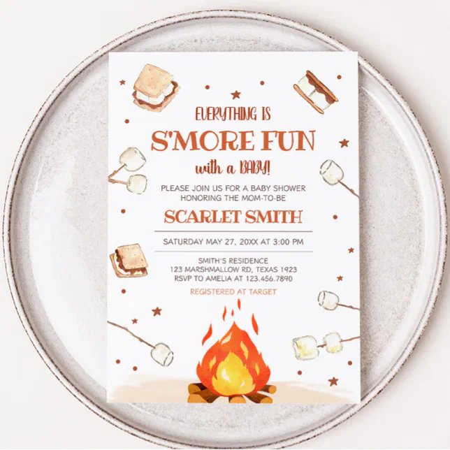 S'more Bonfire Baby Shower Invitation | Zazzle