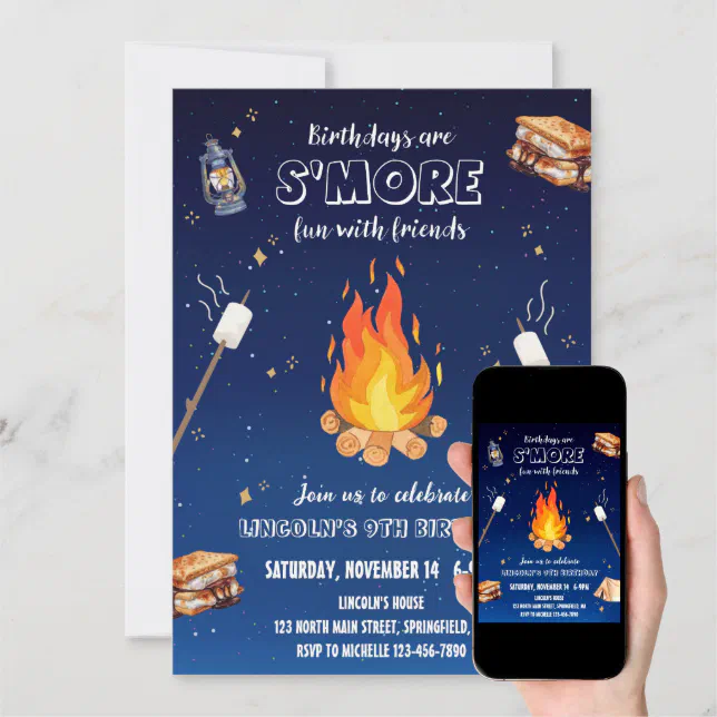S'more Campfire Birthday Party Invitation | Zazzle