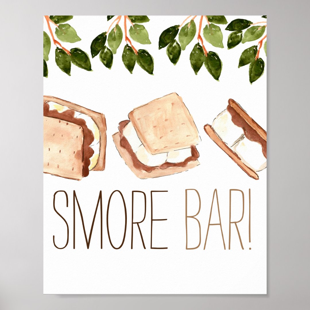 Smore camping birthday smore bar poster | Zazzle