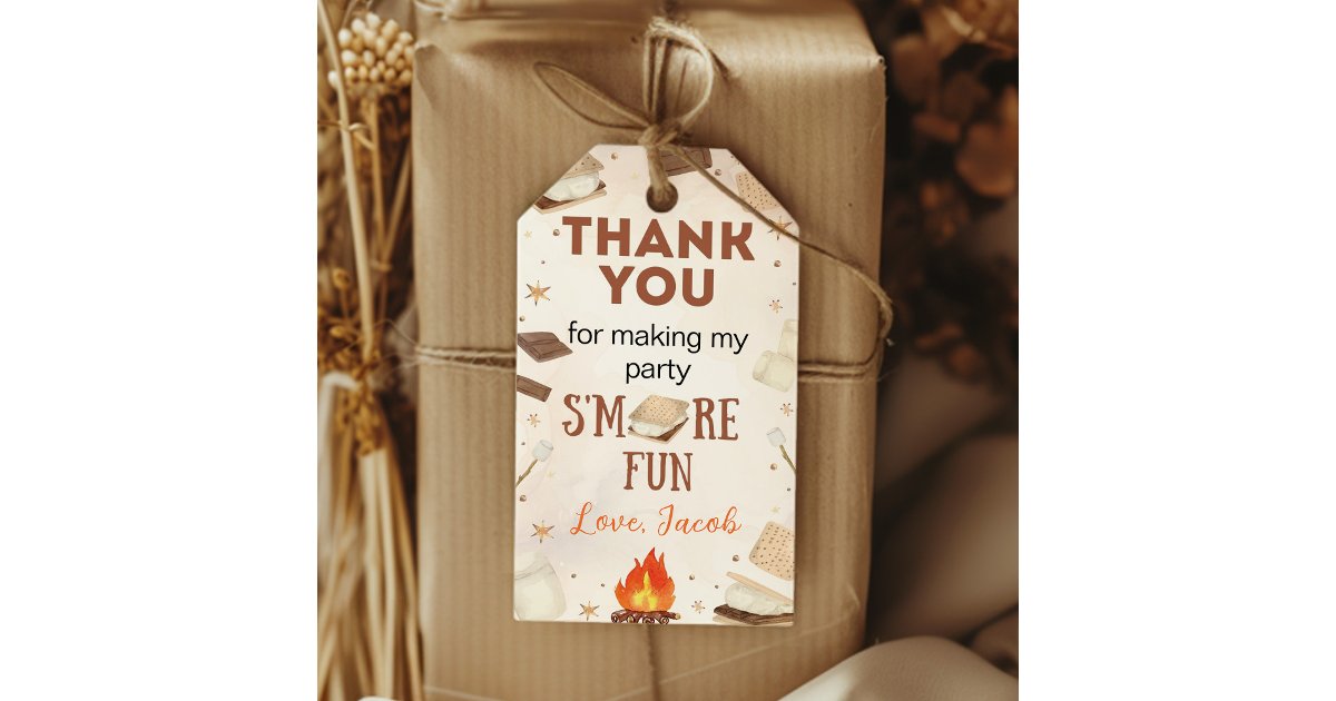 S'more Fun Campfire Party Thank You Favor Tags | Zazzle