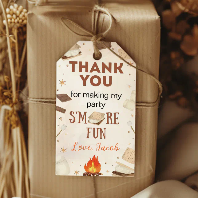 S'more Fun Campfire Party Thank You Favor Tags | Zazzle