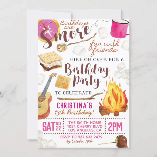 S'more Fun Camping Birthday Invitation | Zazzle
