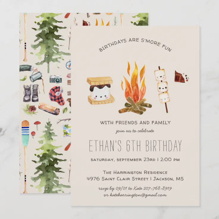 S'more Fun | Camping Birthday Party Invitation | Zazzle