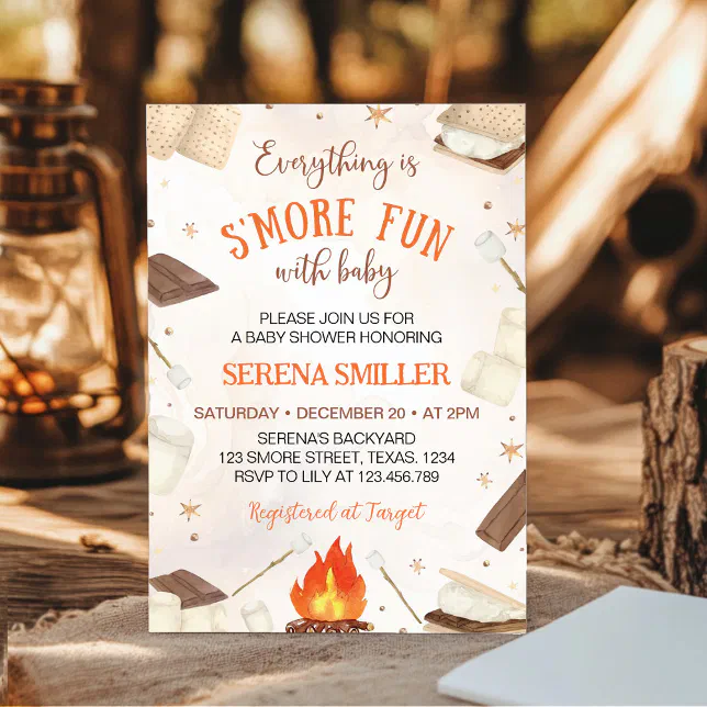 S'more Fun With Baby Smore Campfire Baby Shower Invitation | Zazzle