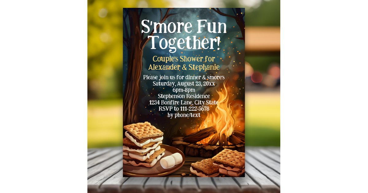 Smore Fun with Friends Bonfire Couples Shower Invitation | Zazzle