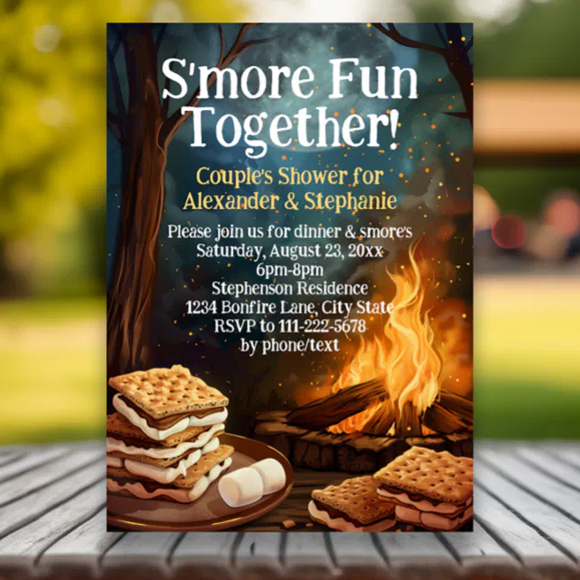 Smore Fun with Friends Bonfire Couples Shower Invitation | Zazzle