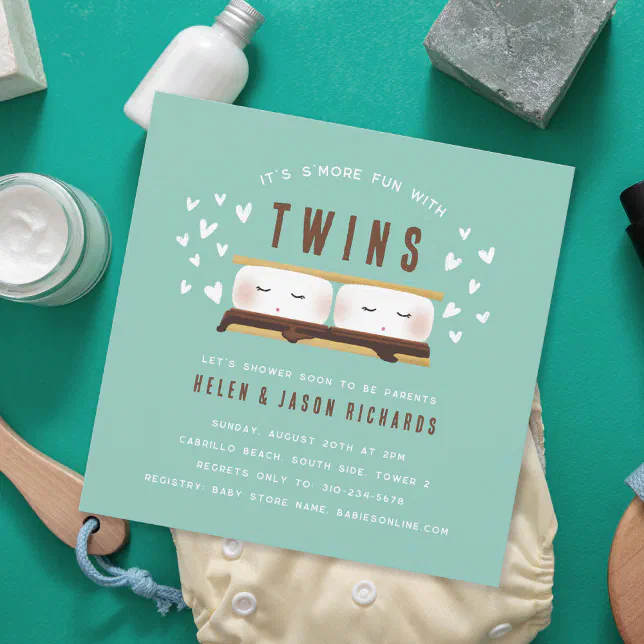 S'more fun with Twins Baby Shower Invitation | Zazzle
