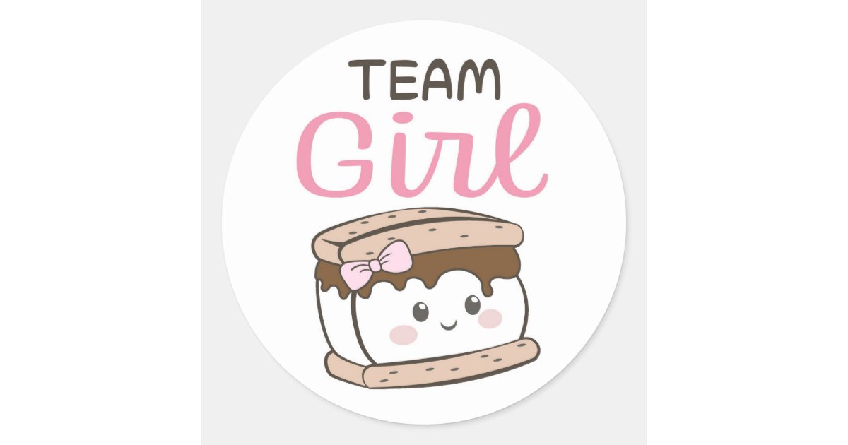 S'more gender reveal Team Girl sticker | Zazzle