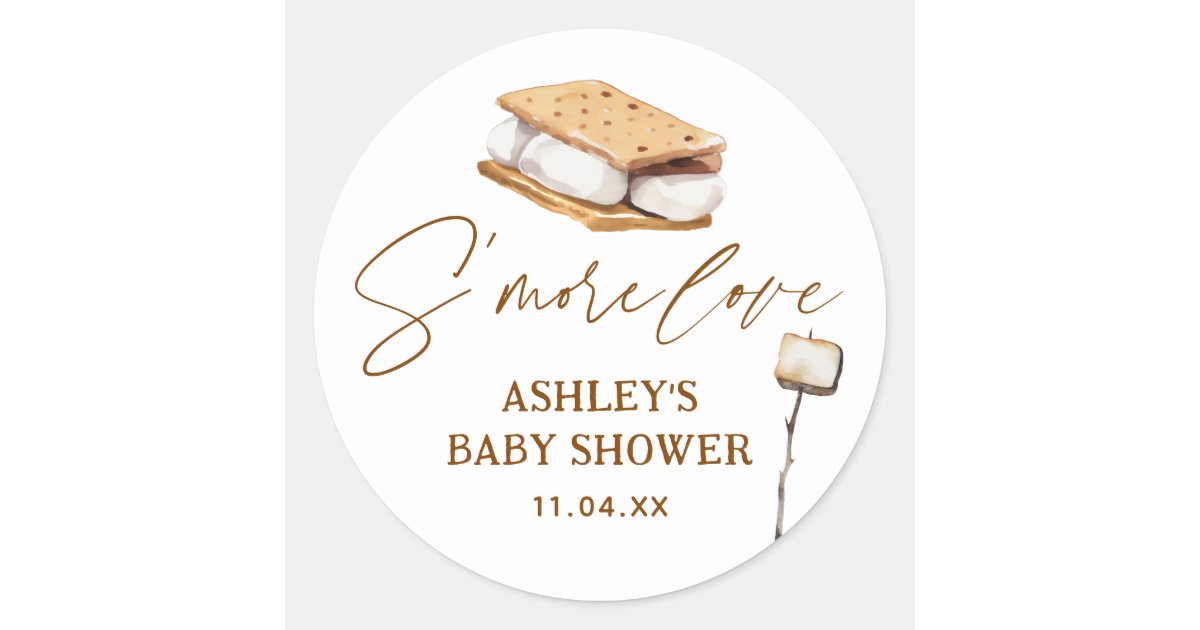 S'more Love Smore baby Shower Classic Round Sticker | Zazzle