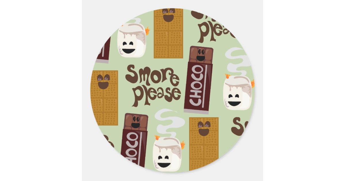 Smore Please Smore Ingredients Pattern Classic Round Sticker | Zazzle