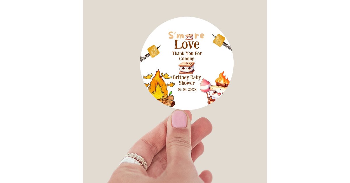 Smores Baby Shower Thank You Favor sticker Smore | Zazzle