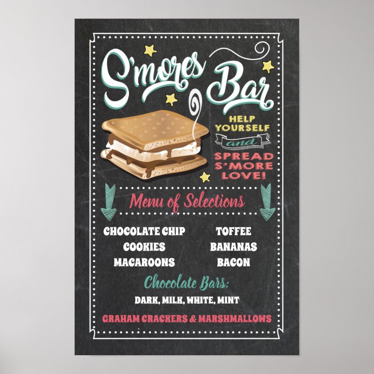 S'mores Bar Menu Party Sign | Zazzle