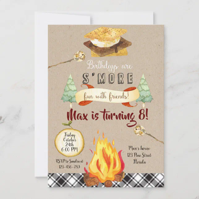 Smores Birthday Invitation, S'mores Invitation | Zazzle