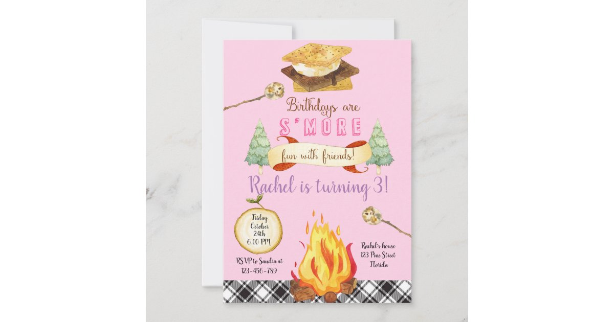 Smores Birthday Invitation, S'mores Invitation | Zazzle