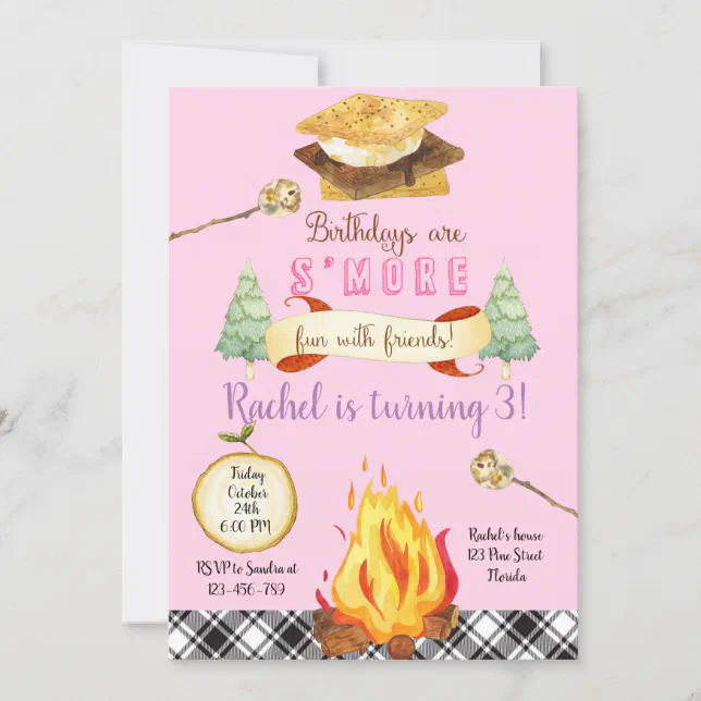Smores Birthday Invitation, S'mores Invitation | Zazzle
