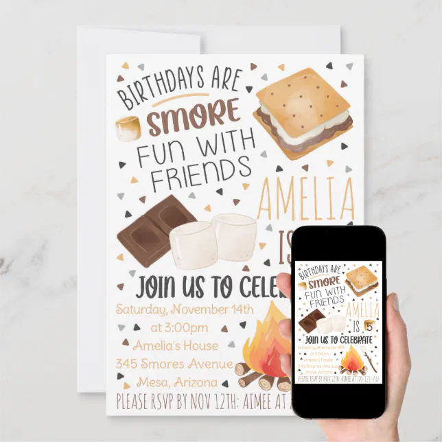 Smores Birthday Invitation, Smores Invitation | Zazzle