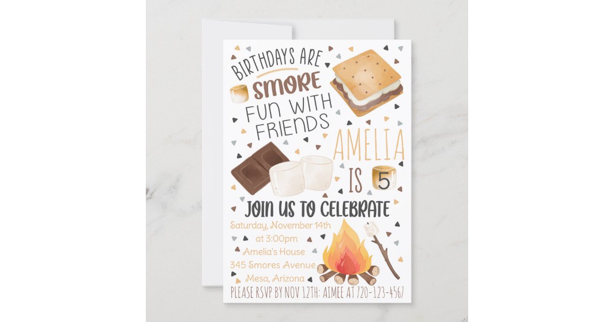 Smores Birthday Invitation, Smores Invitation | Zazzle