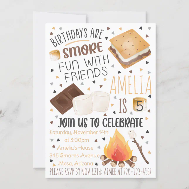 Smores Birthday Invitation, Smores Invitation | Zazzle