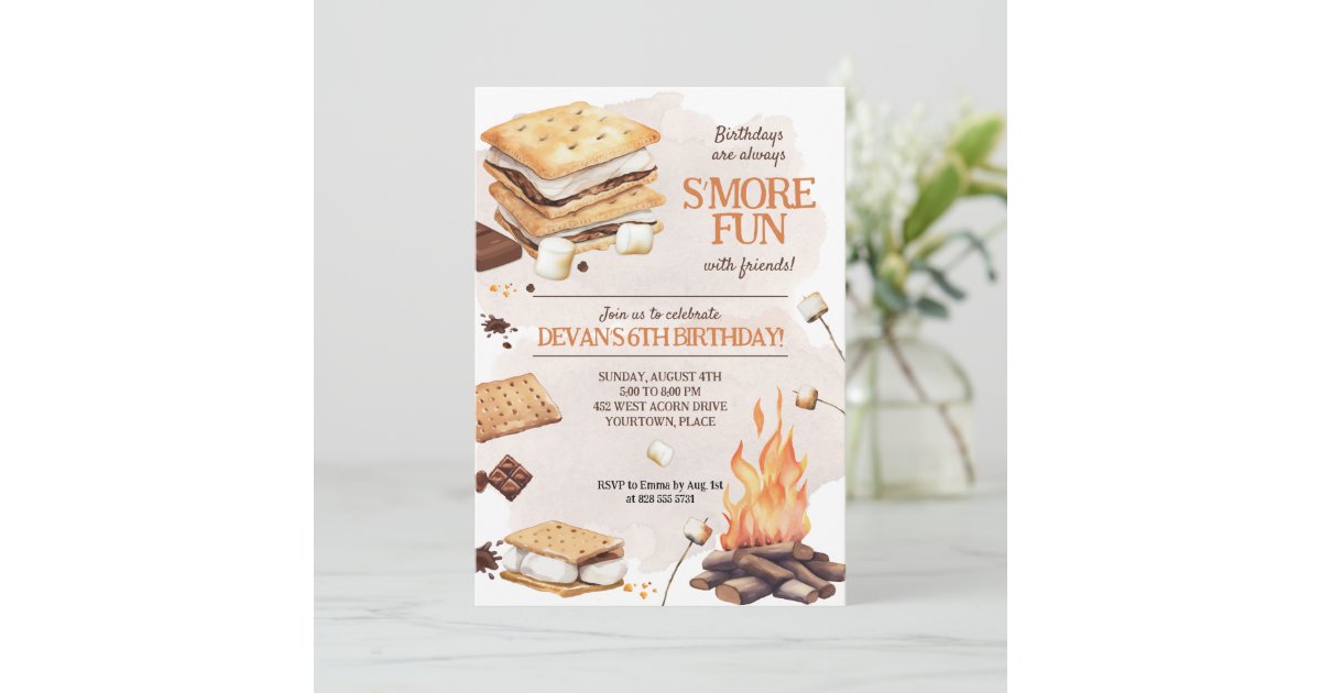 S'mores Birthday Party Invitation | Zazzle