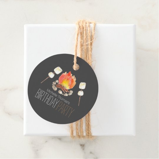 Smores campfire camping birthday favor tag | Zazzle.com