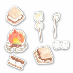Smores camping birthday party stickers | Zazzle