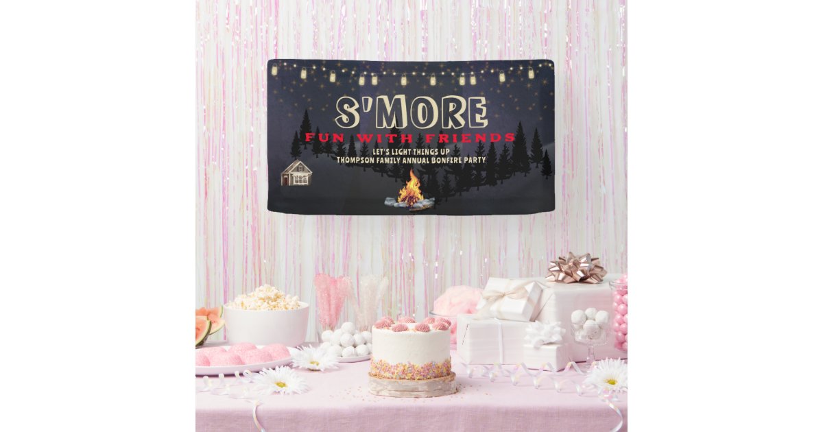 S'mores Fun Bonfire Backyard Cookout Friendsgiving Banner | Zazzle