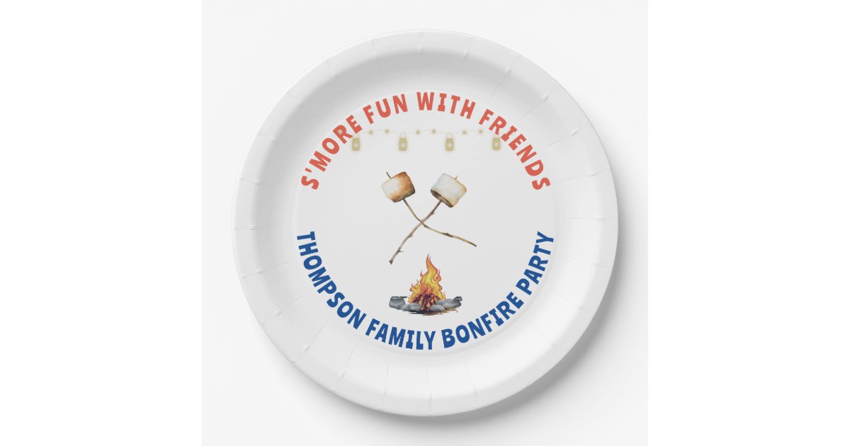 S'mores Fun Bonfire Backyard Cookout Friendsgiving Paper Plates | Zazzle