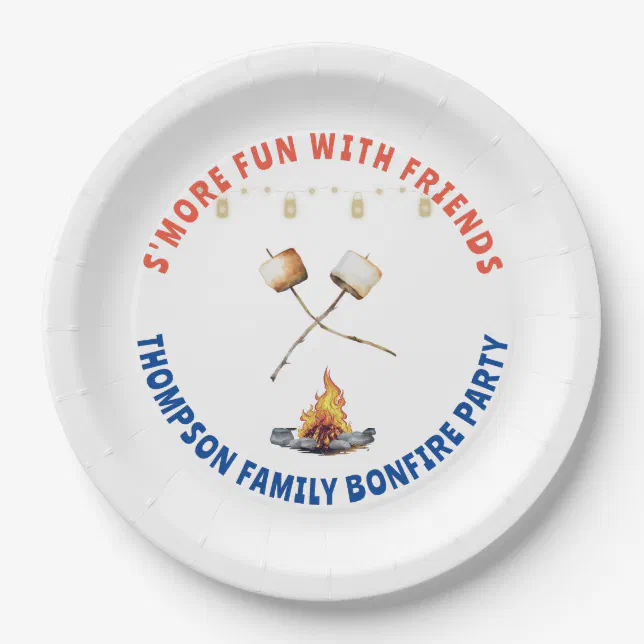 S'mores Fun Bonfire Backyard Cookout Friendsgiving Paper Plates | Zazzle