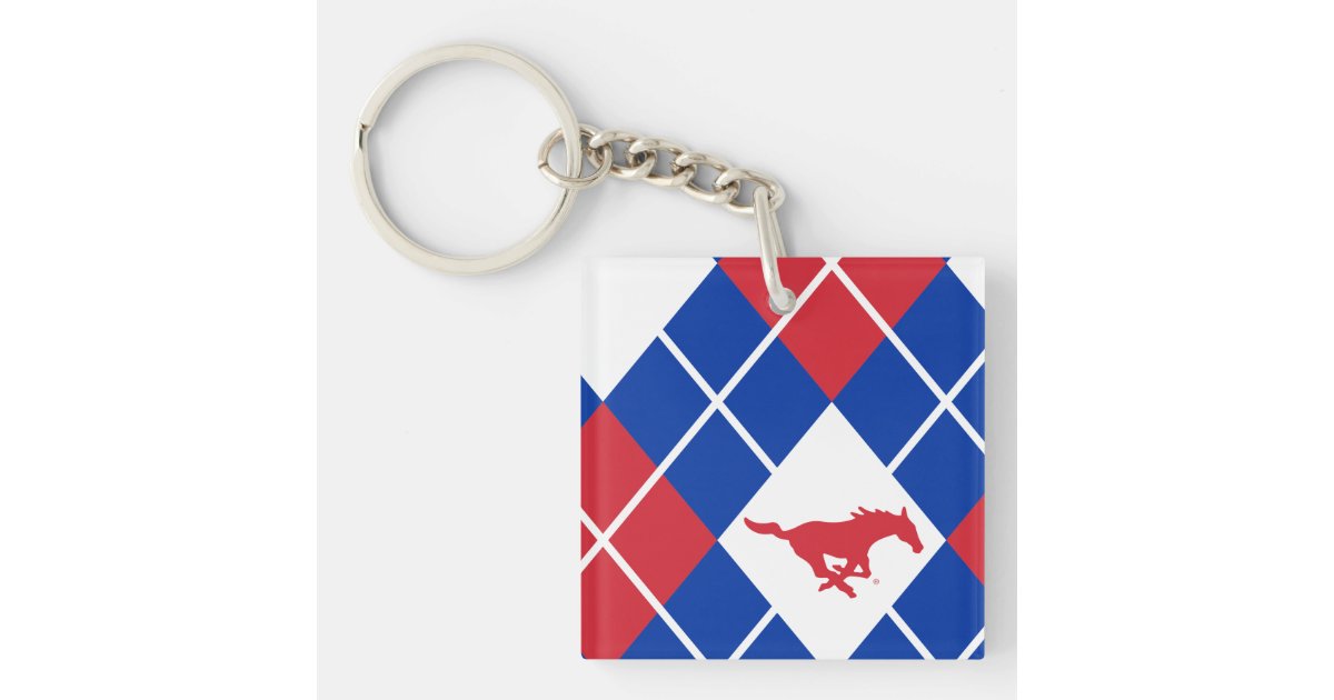 SMU Mustangs Argyle Pattern Keychain | Zazzle