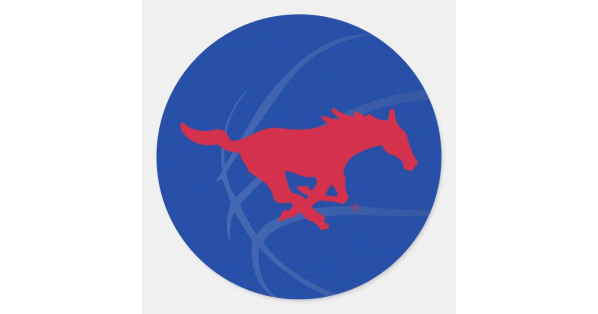 SMU Mustangs Basketball Classic Round Sticker | Zazzle