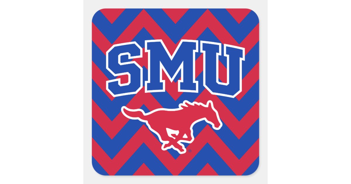 SMU Mustangs Chevron Pattern Square Sticker | Zazzle